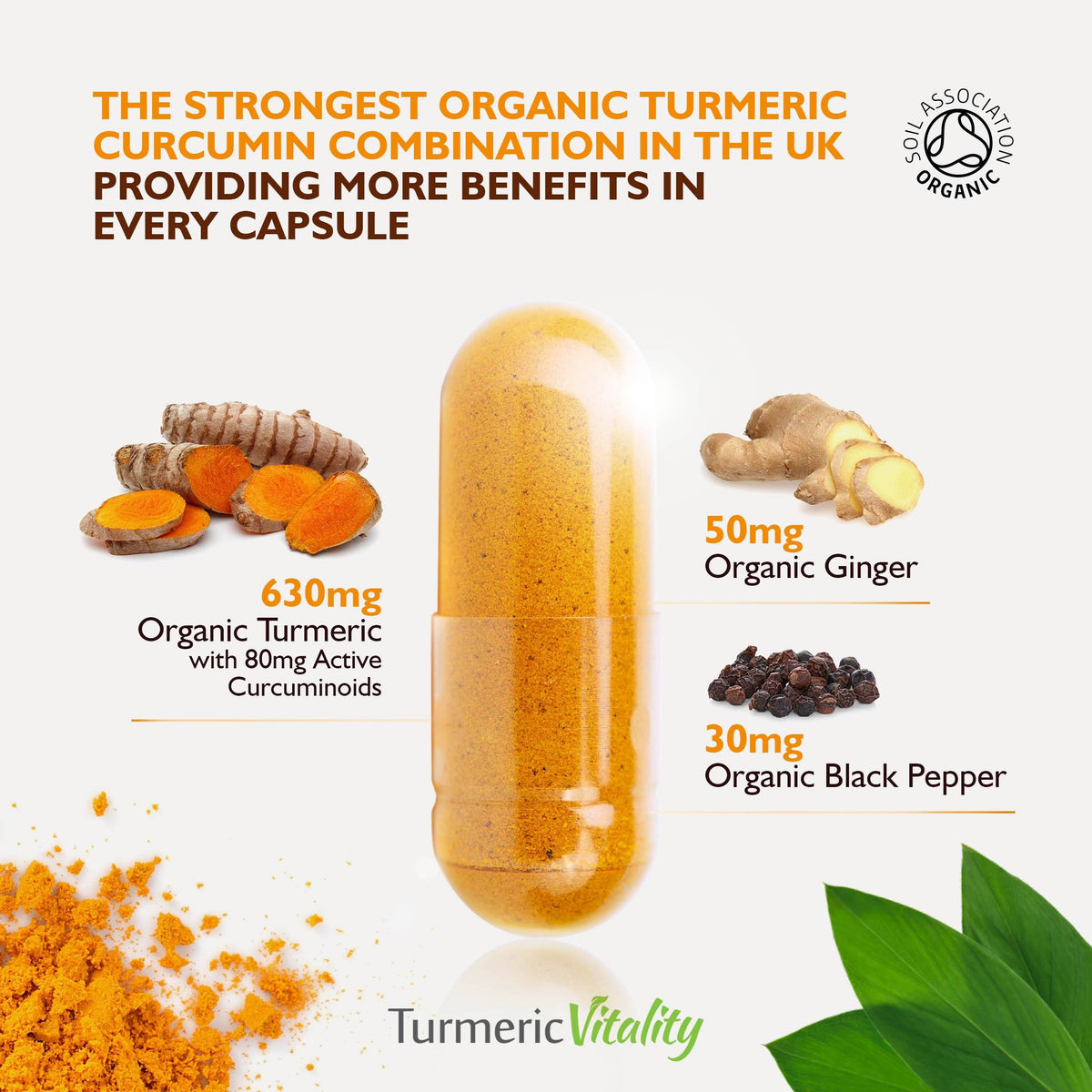 Organic Turmeric Capsules with Black Pepper and 95% Curcumin Turmeric ...